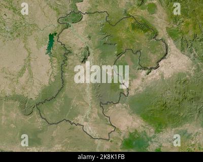 Champasak, province of Laos. Low resolution satellite map. Locations of ...