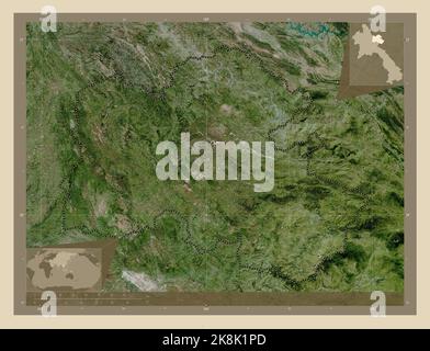 Houaphan, province of Laos. High resolution satellite map. Locations ...