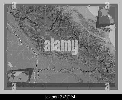 Khammouan, province of Laos. Grayscale elevation map with lakes and ...