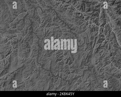 Phongsali, province of Laos. Grayscale elevation map with lakes and ...