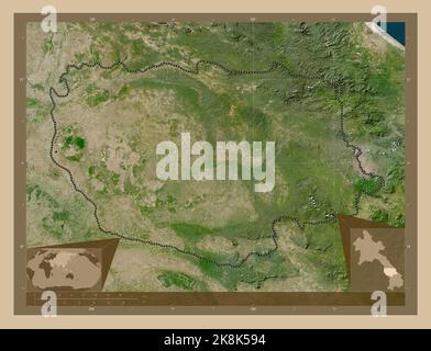 Savannakhet, province of Laos. Low resolution satellite map. Corner ...
