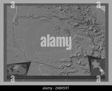 Savannakhet, province of Laos. Bilevel elevation map with lakes and ...