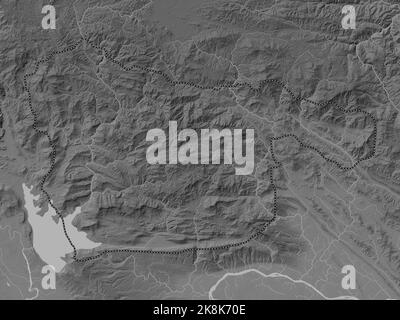 Xaisomboun, special region of Laos. Grayscale elevation map with lakes ...