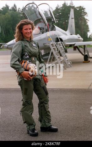 Rygge 19900828. Princess Märtha Louise visits the Norwegian defense ...