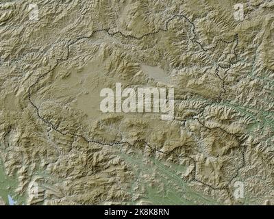 Xiangkhoang, province of Laos. Colored elevation map with lakes and ...