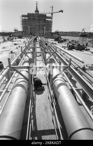 Stord, May 1969. The tank boat "King Haakon VII" is completed by Stord ...