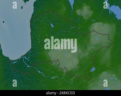 Vidzeme, province of Latvia. Colored elevation map with lakes and ...