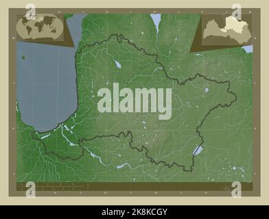 Vidzeme, province of Latvia. Colored elevation map with lakes and ...