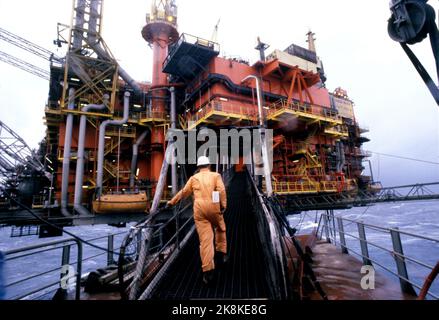The North Sea 19791030 The oil drilling platform Statfjord A. High sea ...