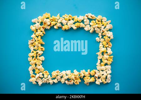 Food. Frozen Popcorn Corn Popcorn Bucket. Delicious Popcorn on Blue ...