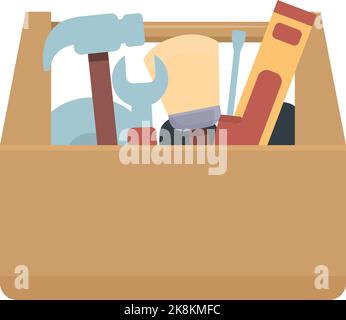 Wood toolbox icon cartoon vector. Tool box. Construction kit. Wood ...