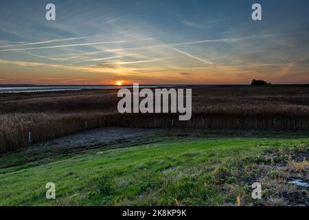 Amrum island, Germany: spectacular sunset on Amrum at the northern tip ...