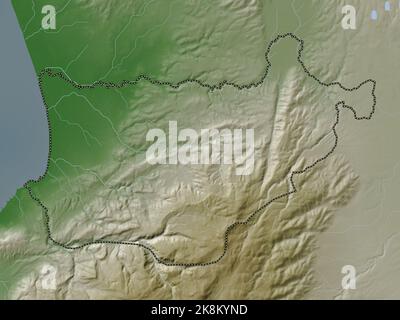 Akkar, governorate of Lebanon. Colored elevation map with lakes and ...