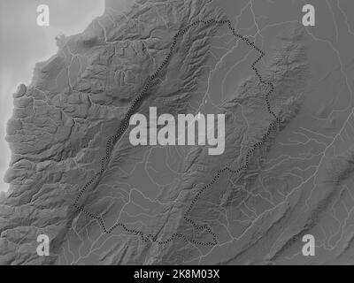 Baalbek-Hermel, governorate of Lebanon. Grayscale elevation map with ...