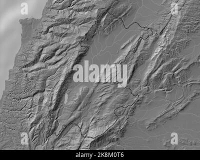 Beqaa, governorate of Lebanon. Bilevel elevation map with lakes and ...