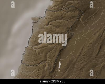 Mount Lebanon, governorate of Lebanon. Colored elevation map with lakes ...
