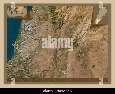 Nabatiyeh, governorate of Lebanon. Low resolution satellite map. Corner ...