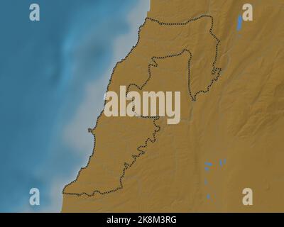South, governorate of Lebanon. Elevation map colored in wiki style with ...
