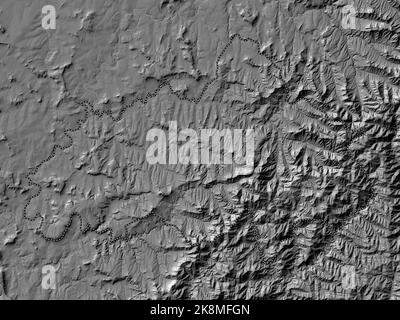 Berea, district of Lesotho. Elevation map colored in sepia tones with ...