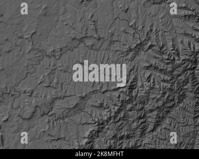 Berea, district of Lesotho. Grayscale elevation map with lakes and ...