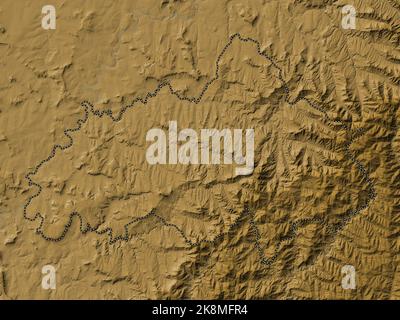 Berea, district of Lesotho. Colored elevation map with lakes and rivers ...