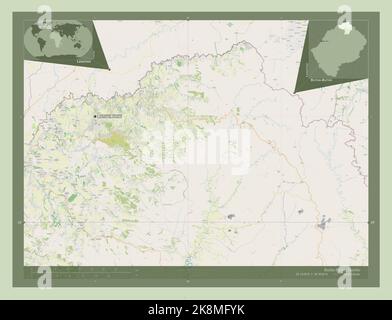 Butha-Buthe, district of Lesotho. Open Street Map. Locations of major ...