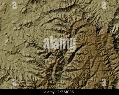 Butha-Buthe, district of Lesotho. Colored elevation map with lakes and ...