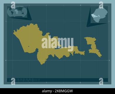 Mafeteng, district of Lesotho. Solid color shape. Locations of major ...