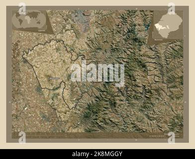 Mafeteng, district of Lesotho. High resolution satellite map. Locations ...