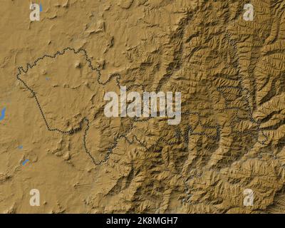 Mafeteng, district of Lesotho. Colored elevation map with lakes and ...
