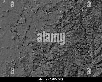 Maseru, district of Lesotho. Grayscale elevation map with lakes and ...
