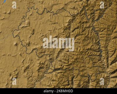 Maseru, district of Lesotho. Colored elevation map with lakes and ...