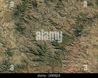 Quthing, district of Lesotho. High resolution satellite map. Locations ...
