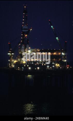 North Sea 19780508: The Frigg field. Oil fields. Night image of oil ...
