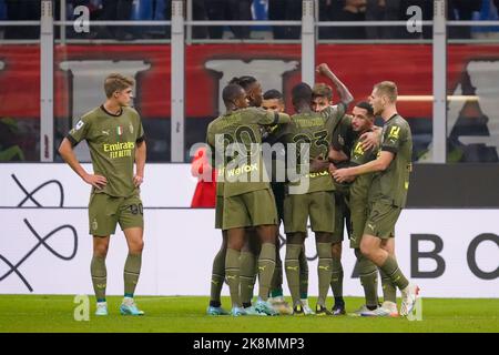 Divock Origi of Ac Milan celebrates after scoring his team's third goal ...