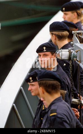 Bergen September 18, 1992. Crown Prince Haakon aboard the Navy Vessel ...