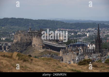 Elevated view of Edinburgh Castle with stage for Edinburgh Military ...