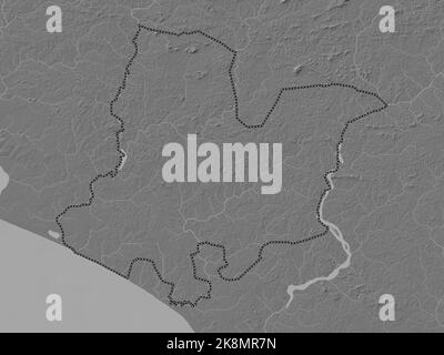 Bomi, county of Liberia. Elevation map colored in wiki style with lakes ...