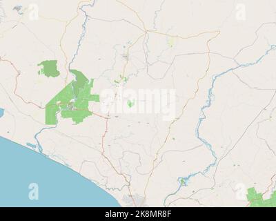 Bomi, county of Liberia. Open Street Map. Locations of major cities of ...