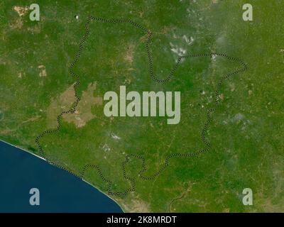 Bomi, county of Liberia. Low resolution satellite map. Locations and ...