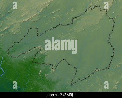 Bong, county of Liberia. Colored elevation map with lakes and rivers ...