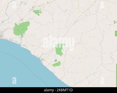 Grand Bassa, county of Liberia. Open Street Map. Locations of major ...