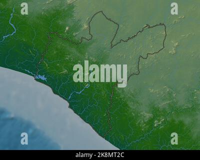 Grand Bassa, county of Liberia. Elevation map colored in wiki style ...