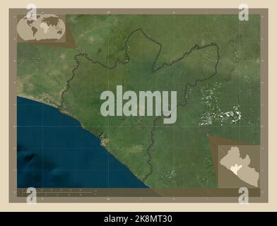 Grand Bassa, county of Liberia. High resolution satellite map ...
