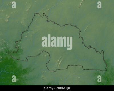 Grand Gedeh, county of Liberia. Colored elevation map with lakes and ...