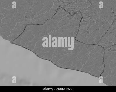 Grand Kru, county of Liberia. Bilevel elevation map with lakes and ...