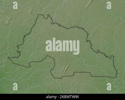 Grand Gedeh, county of Liberia. Colored elevation map with lakes and ...