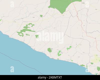 Grand Kru, county of Liberia. Open Street Map. Locations and names of ...