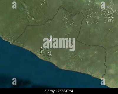 Grand Kru, county of Liberia. High resolution satellite map. Locations ...
