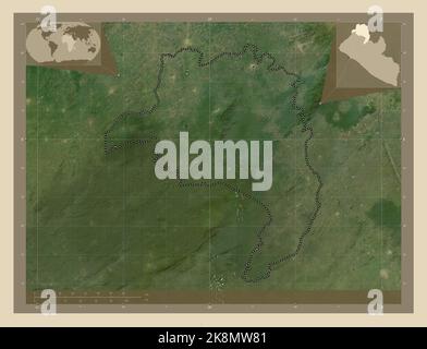 Lofa, county of Liberia. High resolution satellite map. Corner ...